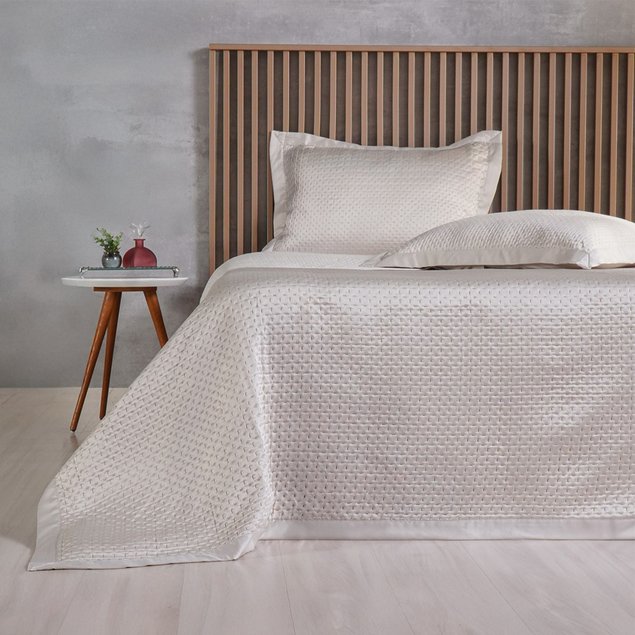 Kit Colcha Queen Satinatta Cetim 100% Poliéster 240x260cm - Latte
